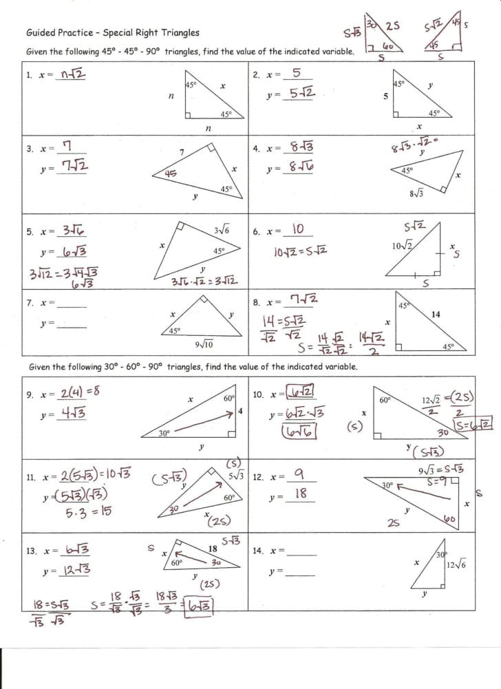 Special Right Triangles Worksheet Pdf — db-excel.com