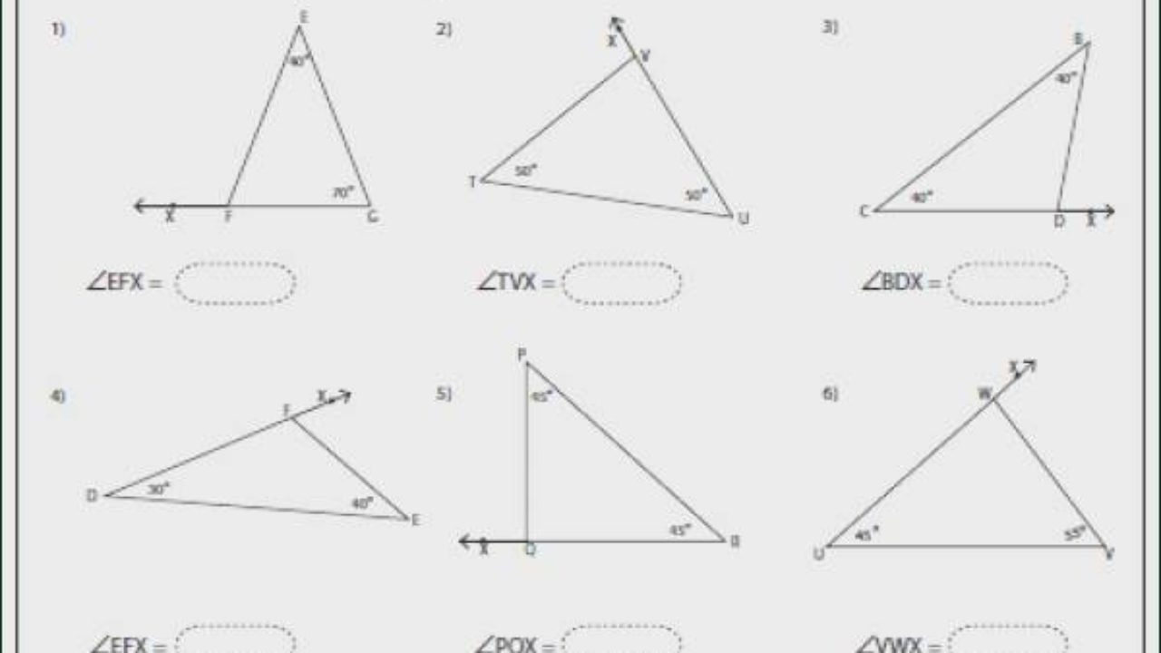 Triangle Angle Sum Worksheet Triangle Angle Sum Worksheet