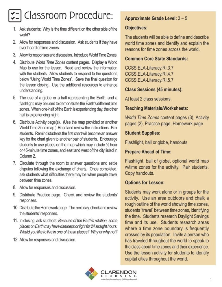 World Time Zones Lesson Plan Clarendon Learning — db-excel.com