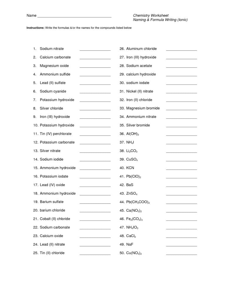 Names And Formulas For Ionic Compounds Worksheet — db-excel.com