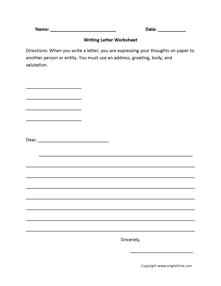 Letter Writing Worksheets For Grade 5 Db excel